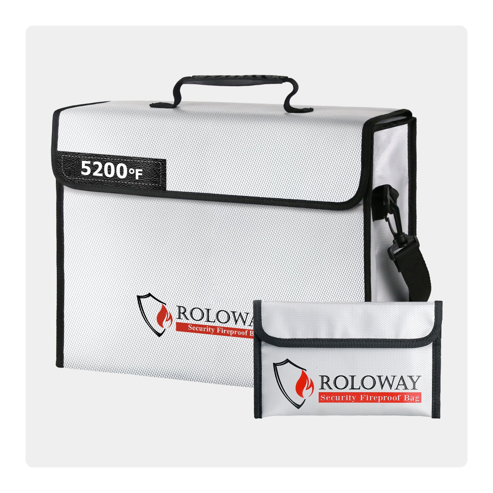 Fireproof Bag 5200°F AL | Silver | XL – Rolowaysafe